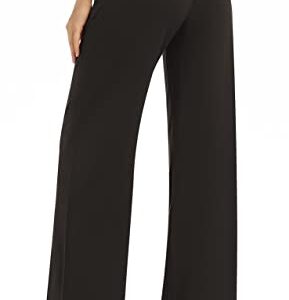 Urban CoCo Women's Solid Wide Leg Palazzo Lounge Pants Casual Straight Leg High Waist Stretch Pants (Black, XL)