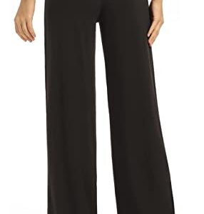 Urban CoCo Women's Solid Wide Leg Palazzo Lounge Pants Casual Straight Leg High Waist Stretch Pants (Black, XL)