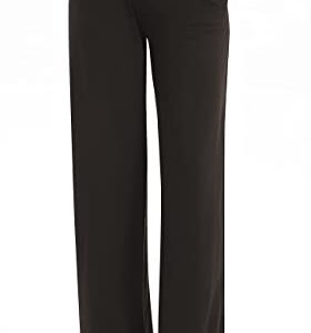 Urban CoCo Women's Solid Wide Leg Palazzo Lounge Pants Casual Straight Leg High Waist Stretch Pants (Black, XL)