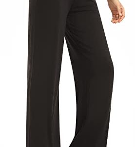 Urban CoCo Women's Solid Wide Leg Palazzo Lounge Pants Casual Straight Leg High Waist Stretch Pants (Black, XL)