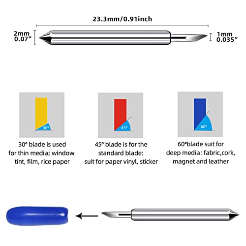 60PCS Replacement Blades for Cricut Cut Blades Explore Air 2/Air 3/Maker 3/ for Explore Cricut Cutting Replacement Blades Compatible with Cricut 10 30° Fine Point 40 45° Standard 10 60° Deep Point