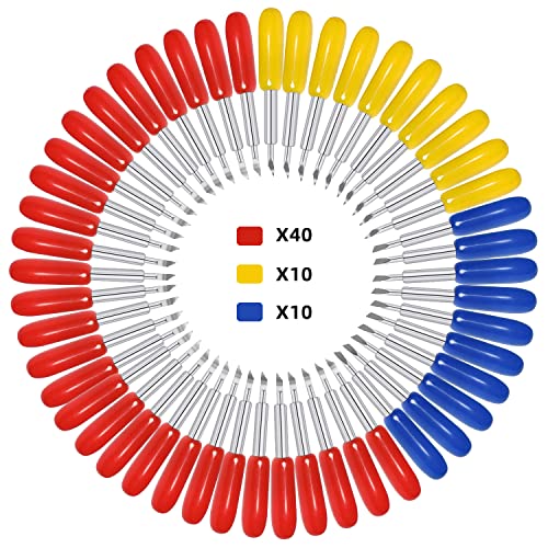 60PCS Replacement Blades for Cricut Cut Blades Explore Air 2/Air 3/Maker 3/ for Explore Cricut Cutting Replacement Blades Compatible with Cricut 10 30° Fine Point 40 45° Standard 10 60° Deep Point