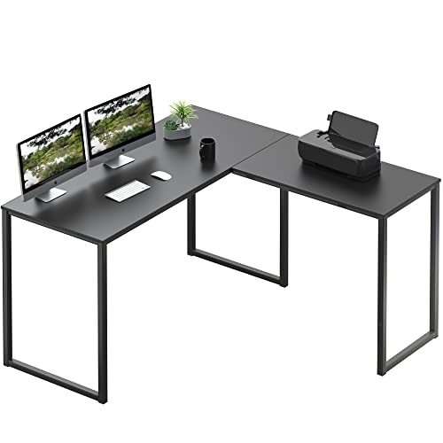 SHW 48-Inch Mission L-Shaped Home Computer Desk, Black