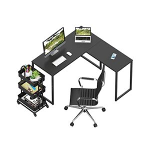 SHW 48-Inch Mission L-Shaped Home Computer Desk, Black