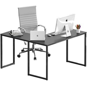 SHW 48-Inch Mission L-Shaped Home Computer Desk, Black