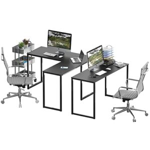 SHW 48-Inch Mission L-Shaped Home Computer Desk, Black