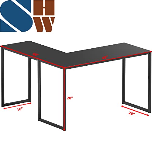 SHW 48-Inch Mission L-Shaped Home Computer Desk, Black