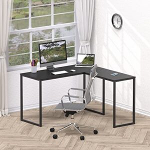 SHW 48-Inch Mission L-Shaped Home Computer Desk, Black