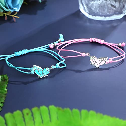 MJartoria BFF Necklace and Bracelets for 2-Butterfly Matching Set Best Friends Bracelets and Necklace for 2-Split Butterfly Necklace Gifts for Girls