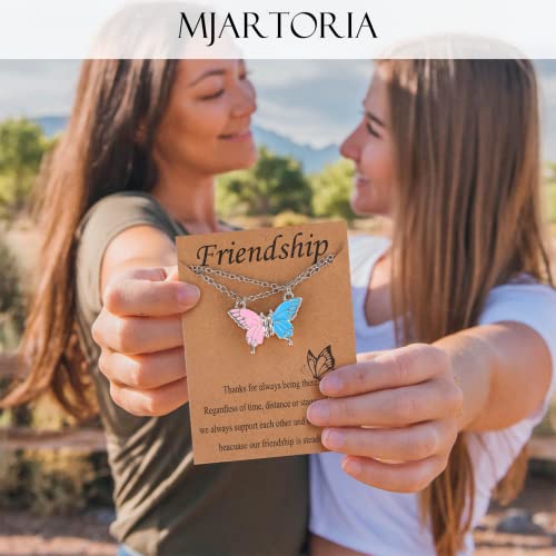 MJartoria BFF Necklace and Bracelets for 2-Butterfly Matching Set Best Friends Bracelets and Necklace for 2-Split Butterfly Necklace Gifts for Girls