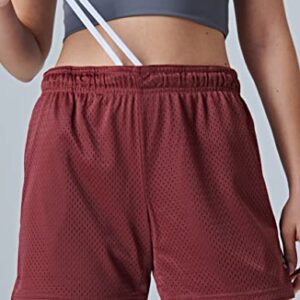 5-Pack Womens Athletic Shorts Mesh Basketball 5" Inseam Ladies Active Sports Set with Zipper Pockets (Set 2, Large)