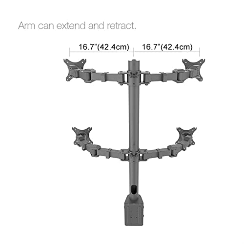 TOMYEUS Monitor Arm Quad LCD Monitor Stand, 4 Monitor Bracket Fits Heavy Duty Monitor Up to 30inch, Full Adjustable Desk Mount Holds Up to 22 Lbs per Arm, Black Monitor Stand