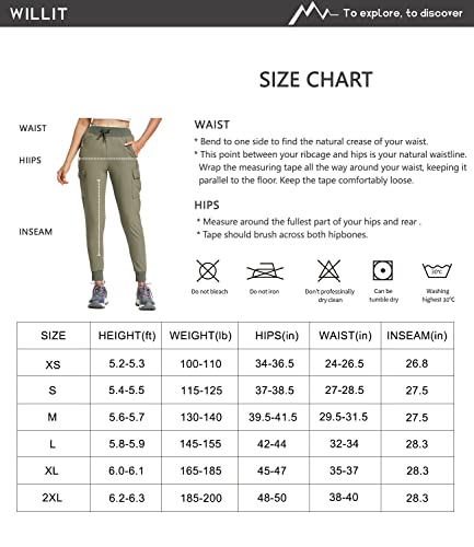 Willit Women's Cargo Hiking Pants Lightweight Athletic Outdoor Travel Joggers Quick Dry Workout Pants Water Resistant Light Khaki M