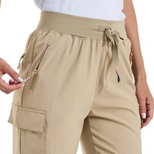 Willit Women's Cargo Hiking Pants Lightweight Athletic Outdoor Travel Joggers Quick Dry Workout Pants Water Resistant Light Khaki M