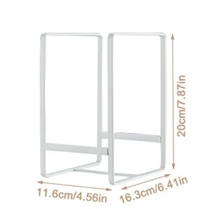 LINFIDITE Plate Holder Organizer 2 Pack Dish Storage Rack Upright Cabinet Dish Drying Rack White Metal Dish Holder Stand for Kitchen Counter Cupboard and 7.87in. x 6.29in. x 4.52in.White