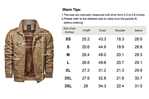 HIJEWE Men's Winter Military Jacket Cotton Thicken Multi-Pocket Bomber Field Outwear Fleece Cargo Jackets Casual Coat