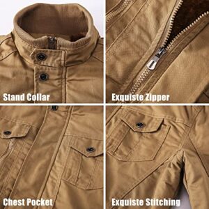 HIJEWE Men's Winter Military Jacket Cotton Thicken Multi-Pocket Bomber Field Outwear Fleece Cargo Jackets Casual Coat