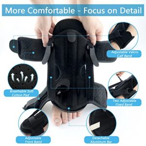 Plantar Fasciitis Night Splint, 2.0 Version Adjustable Plantar Fasciitis Relief Orthotic Brace for Women & Men, Double Dorsiflexion Straps Increased Fixed Effect, for Ankle Brace Foot Drop Etc (Black)