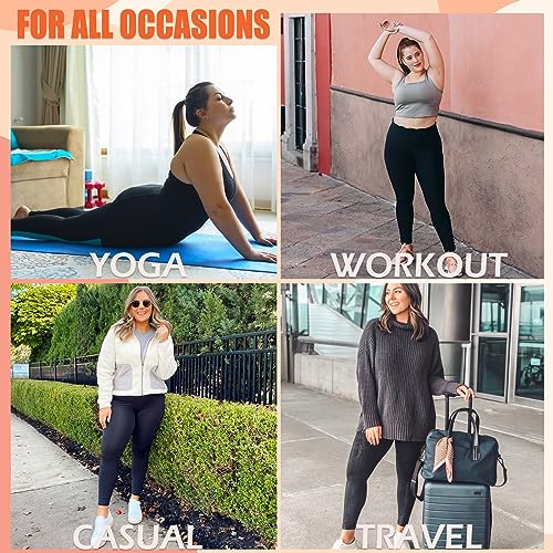 NEW YOUNG 3 Pack Plus Size Leggings with Pockets for Women,High Waist Tummy Control Workout Yoga Pants (3X-Large, Black/Black/Black)