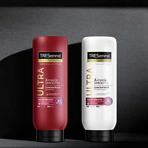 TRESemmé Ultra Keratin Smooth Concentrate Shampoo And Conditioner For Dry Hair Salon Smooth In 30 Secs, Fast-Lather And Fast-Detangle Technology, 2X More Washes Combo Pack, Red 20 Ounce (Pack of 2)