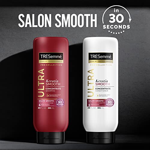 TRESemmé Ultra Keratin Smooth Concentrate Shampoo And Conditioner For Dry Hair Salon Smooth In 30 Secs, Fast-Lather And Fast-Detangle Technology, 2X More Washes Combo Pack, Red 20 Ounce (Pack of 2)