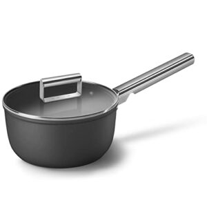 Smeg CKFS2011BLM Saucepan Black, Non-Stick, Aluminium, Patented Base, 20cm