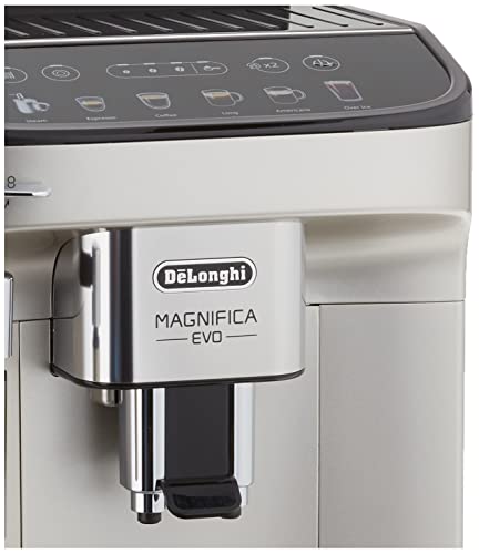 De'Longhi Magnifica Evo, Fully Automatic Machine Bean to Cup Espresso Cappuccino and Iced Coffee Maker, Colored Touch Display, Black, Silver