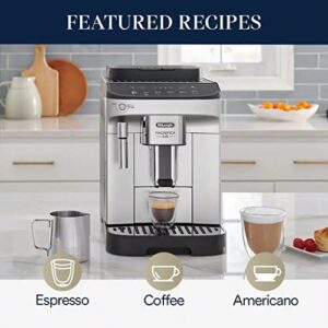 De'Longhi Magnifica Evo, Fully Automatic Machine Bean to Cup Espresso Cappuccino and Iced Coffee Maker, Colored Touch Display, Black, Silver