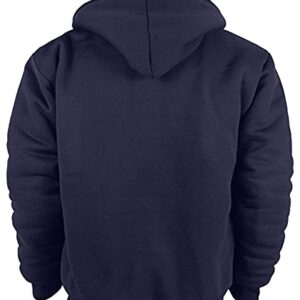 IGEEKWELL Hoodies for Men Full Zip Up Heavyweight Sweatshirt - Sherpa Lined Winter Jacket, Navy, S