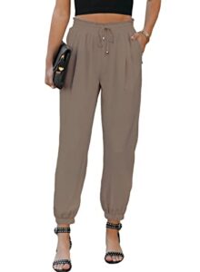 dokotoo joggers for women pajama linen pants for women 2023 spring summer comfy soft high waisted teacher pants with pockets satin womens dress pants khaki