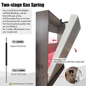 Murphy Bed Hardware Kit with Two-Stage Deluxe Gas Spring - Effortless to Pull Down & Fold Back, Smart Design Combining Scattered Parts for Heavy Duty Construction, DIY Murphy Bed Kit Queen Vertical