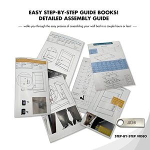 Murphy Bed Hardware Kit with Two-Stage Deluxe Gas Spring - Effortless to Pull Down & Fold Back, Smart Design Combining Scattered Parts for Heavy Duty Construction, DIY Murphy Bed Kit Queen Vertical