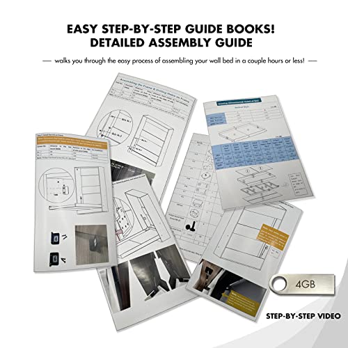 Murphy Bed Hardware Kit with Two-Stage Deluxe Gas Spring - Effortless to Pull Down & Fold Back, Smart Design Combining Scattered Parts for Heavy Duty Construction, DIY Murphy Bed Kit Queen Vertical