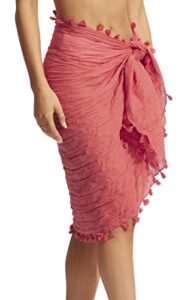 seafolly women's basics cotton gauze sarong swimsuit cover up, beach edit sun kissed coral, one size