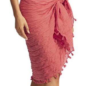 Seafolly Women's Basics Cotton Gauze Sarong Swimsuit Cover Up, Beach Edit Sun Kissed Coral, One Size