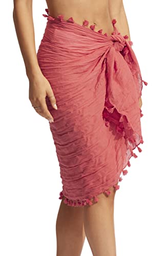 Seafolly Women's Basics Cotton Gauze Sarong Swimsuit Cover Up, Beach Edit Sun Kissed Coral, One Size