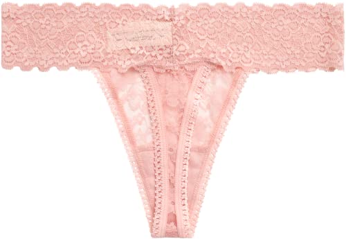 Jessica Simpson Women's Underwear - 5 Pack Stretch Microfiber Lace Thong Panties (S-XL), Size Large, Black/Black/Animal Blush/Rose/Floral Rose