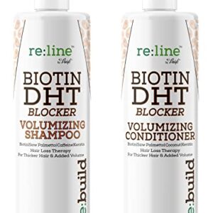 Biotin Dht Blocker Shampoo and Conditioner for Hair Growth - NATURAL Volumizing Shampoo and Conditioner with Biotin for Hair Growth Dht Blocking Shampoo for Thinning hair and hair loss for Men & Women (Re:build)