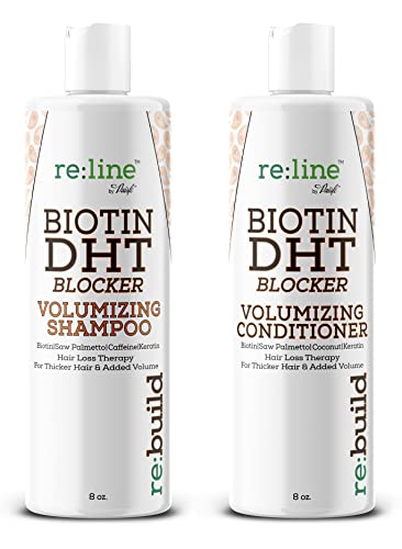 Biotin Dht Blocker Shampoo and Conditioner for Hair Growth - NATURAL Volumizing Shampoo and Conditioner with Biotin for Hair Growth Dht Blocking Shampoo for Thinning hair and hair loss for Men & Women (Re:build)