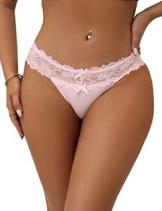 ohyeahlady women's lace g-string thong panties tangas plus size underwear v string pink