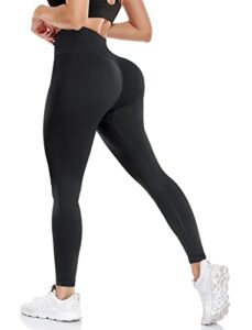 seasum high waist seamless workout legging for women side shadows booty leggings butt lift gym yoga pants black m