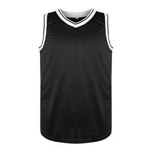 MESOSPERO Blank Basketball Jersey 90S Hip Hop Clothing for Party,Mens Plain Mesh Athletic Practice Sports Shirts S-3XL (XX-Large, Blank-Black)