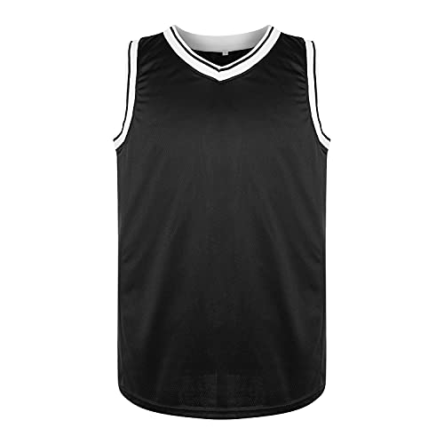 MESOSPERO Blank Basketball Jersey 90S Hip Hop Clothing for Party,Mens Plain Mesh Athletic Practice Sports Shirts S-3XL (XX-Large, Blank-Black)