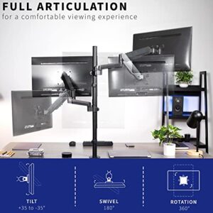 VIVO Dual Monitor Arm Extra Tall Mount for Screens up to 32 inches, Pneumatic Height Adjustment, Full Articulating Heavy Duty VESA Stand with Desk C-clamp and Grommet, STAND-V012K