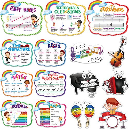 15 Pieces Music Classroom Posters Musical Elements Bulletin Board Posters Set Music Education Wall Decor Posters for High School Primary School Middle School Homeschool Class Teaching Supplies