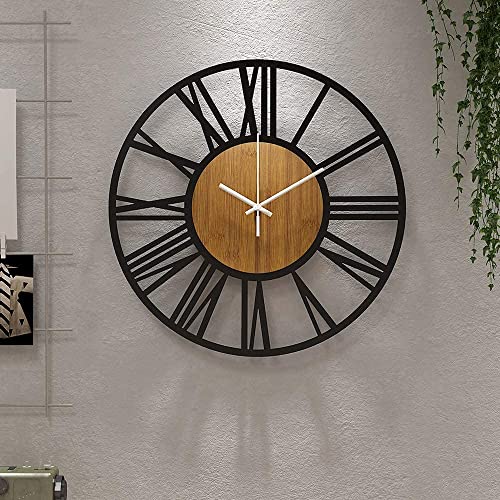 1st owned Round Wall Clock for Living Room Decor Modern Battery Operated Nearly Silent Black Clocks for Home Living Room Garden Office Cafe Decoration -40CM