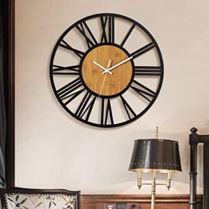 1st owned Round Wall Clock for Living Room Decor Modern Battery Operated Nearly Silent Black Clocks for Home Living Room Garden Office Cafe Decoration -40CM