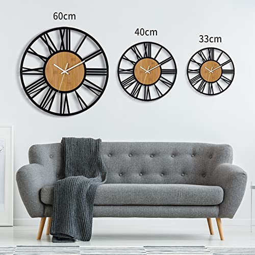 1st owned Round Wall Clock for Living Room Decor Modern Battery Operated Nearly Silent Black Clocks for Home Living Room Garden Office Cafe Decoration -40CM