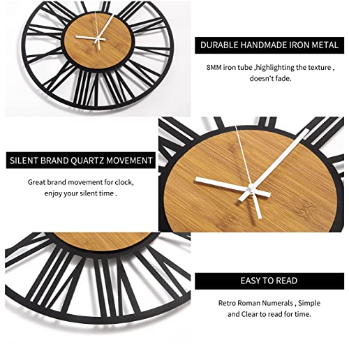 1st owned Round Wall Clock for Living Room Decor Modern Battery Operated Nearly Silent Black Clocks for Home Living Room Garden Office Cafe Decoration -40CM