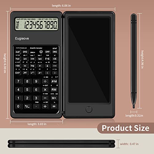 Pocket Basic Science Calculator for Students - Foldable Math Classroom Functional Calculator with LCD Display Erasable Writing Tablet and Ruler Set for Office Home Business Whether Back to School Gift